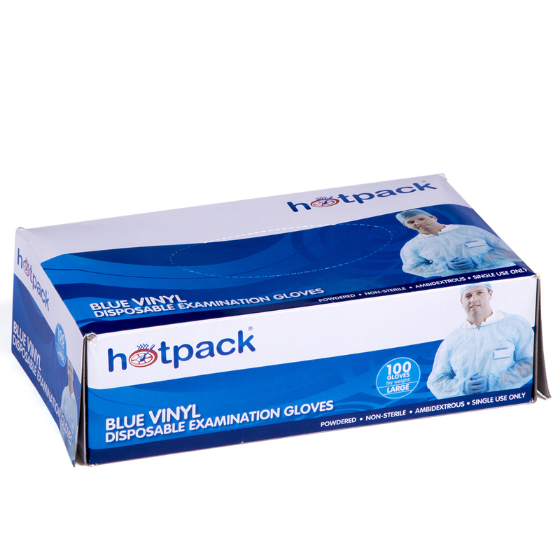 Hotpack - Blue Vinyl Gloves Medium - 100 pcs x 10 packets - packsouq