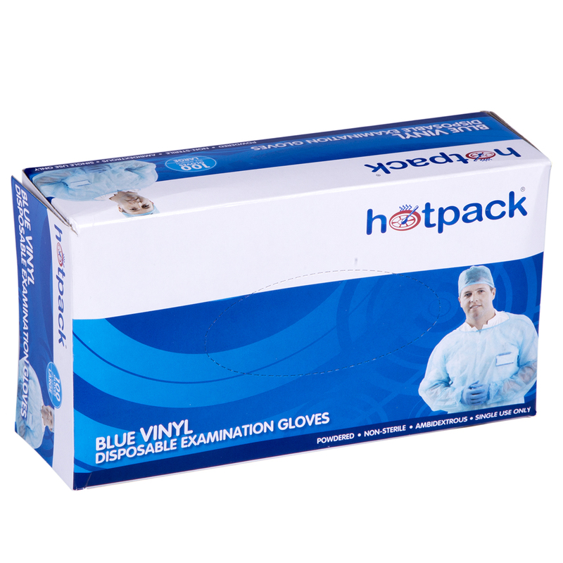 Hotpack - Blue Vinyl Gloves Medium - 100 pcs x 10 packets - packsouq