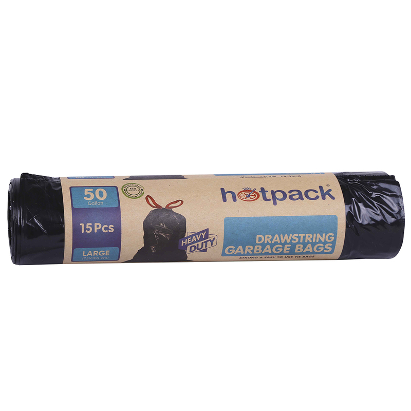 Hotpack - Drawstring Garbage Bag 50 Gallon 75cm x 103cm Large - 15 pcs ...