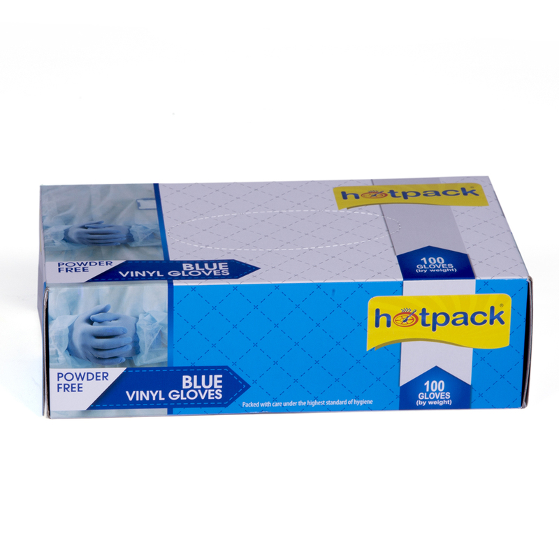 Hotpack - Powder Free Blue Vinyl Gloves Large 100 pcs x 10 packs - packsouq