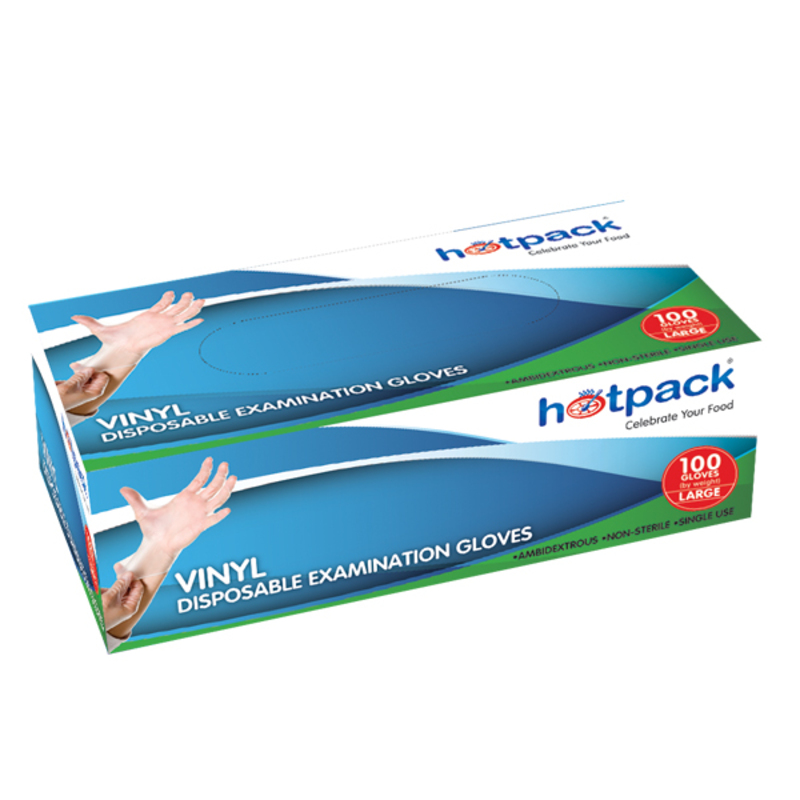 Hotpack - Vinyl Gloves Large -100 pcs x 10 pkt - packsouq