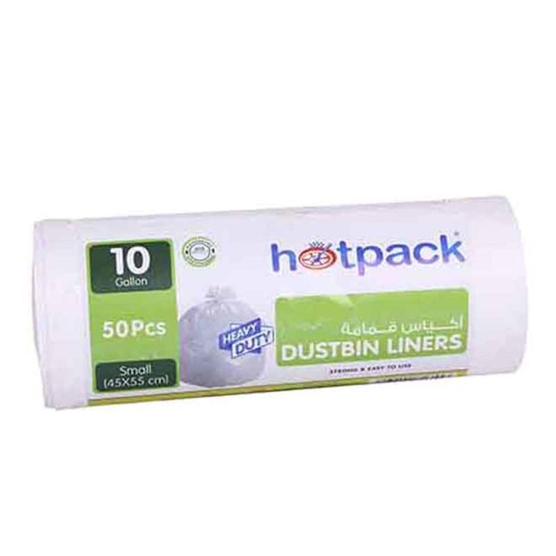 Hotpack - White Dust Bin Bag Roll, 45 x 55 cm, 10 gallon - Pack of 30 ...