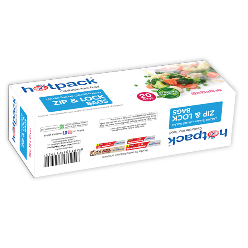 Hotpack - Zipper Lock Bag 18cm x 21cm - 20 pcs x 24 packets - packsouq